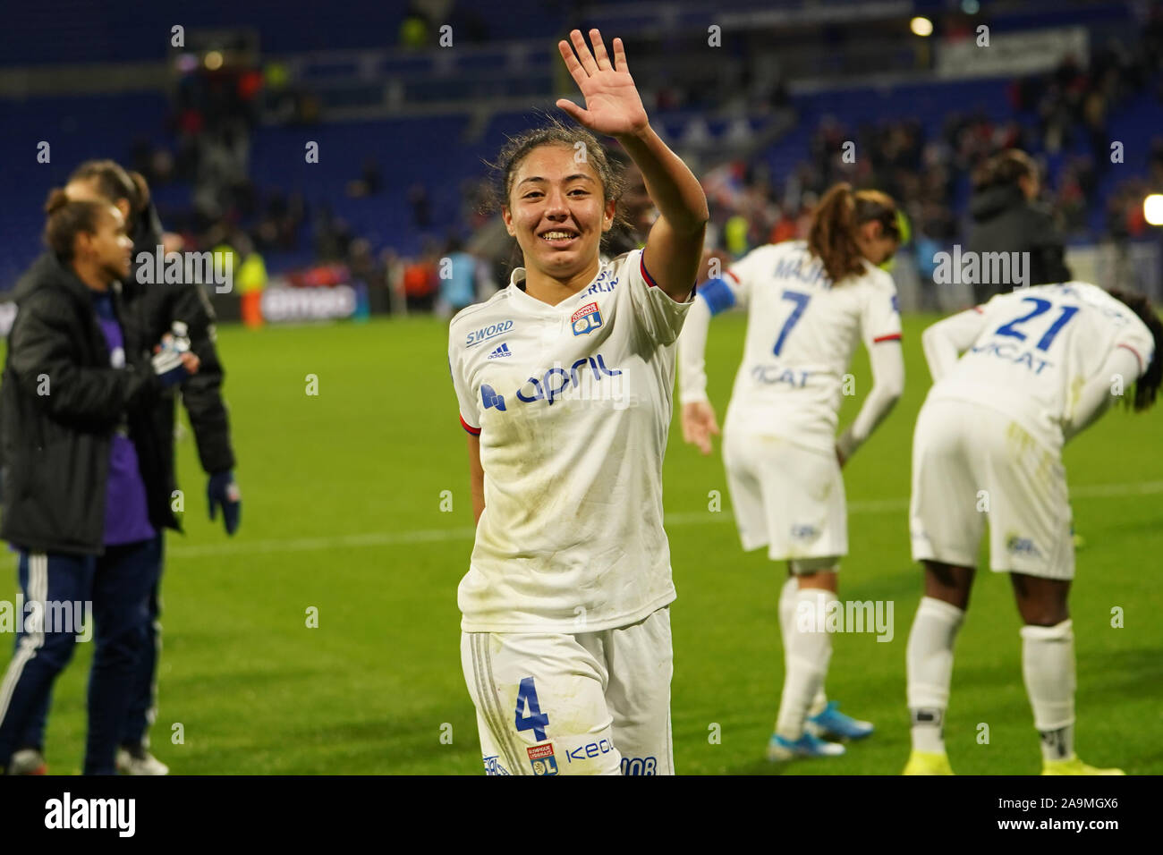 LYON, FRANCE - NOVEMBER 16: Selma Bacha of Olympique Lyonnais celebrate ...