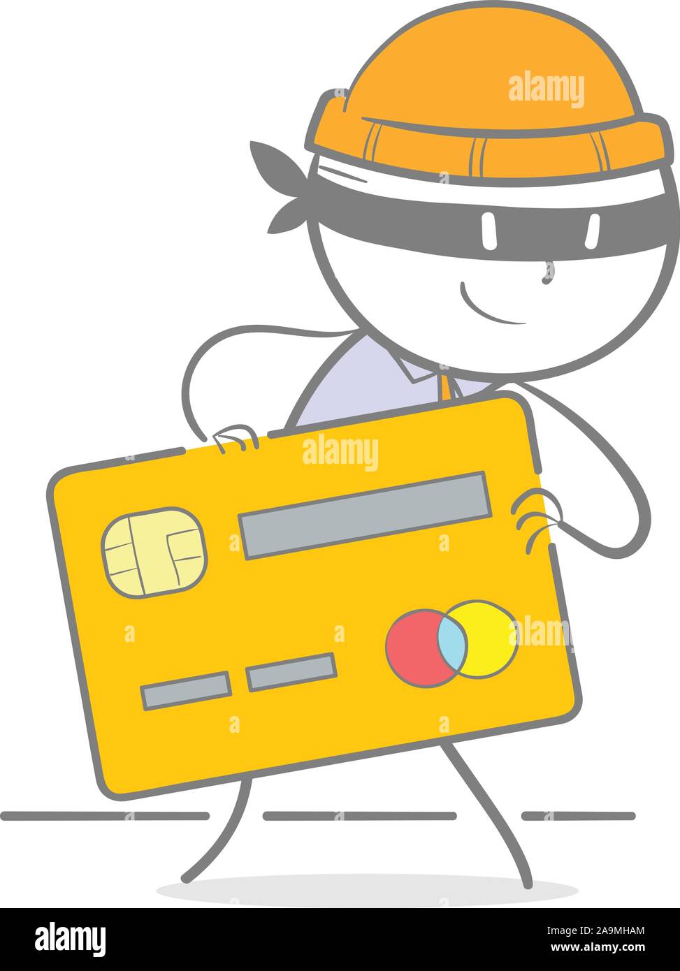 Doodle illustration of criminal holding a credit card Stock Vector ...