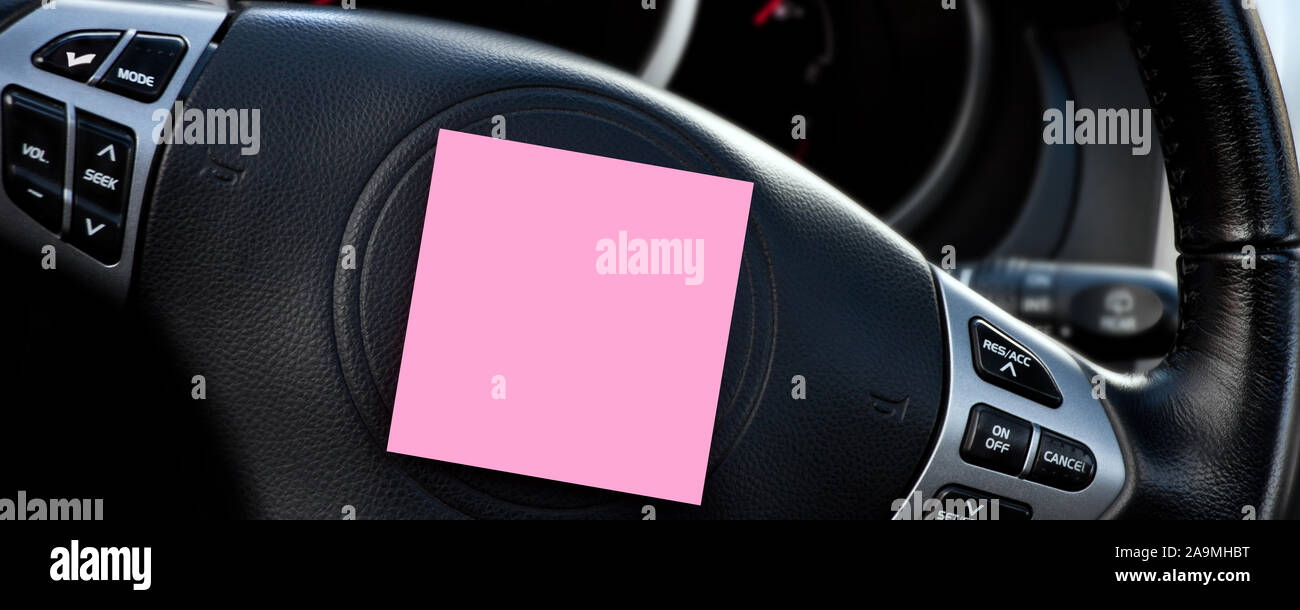 Sticky note information car dashboard background with label Stock Photo ...