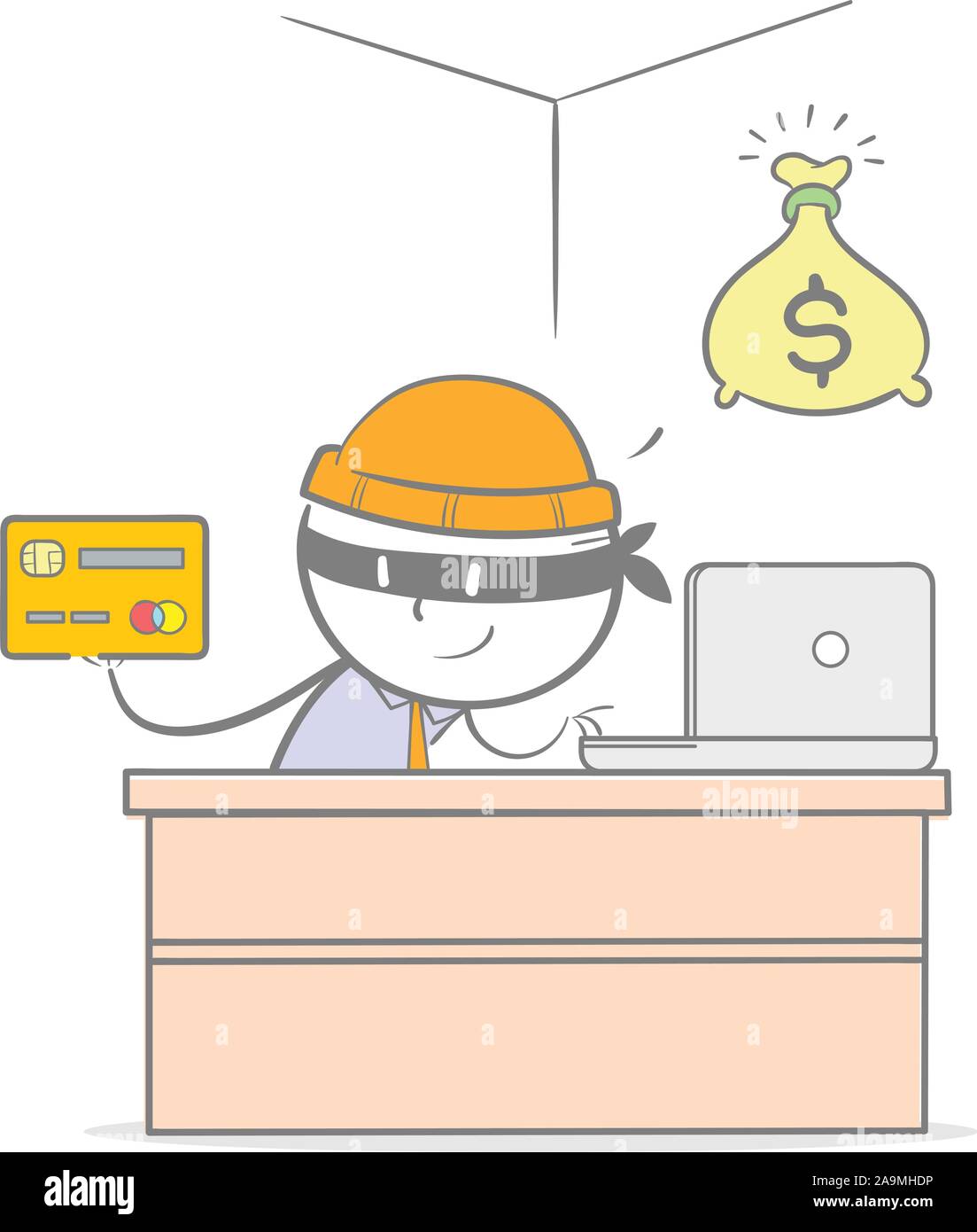 Doodle illustration of criminal stealing a credit card Stock Vector ...