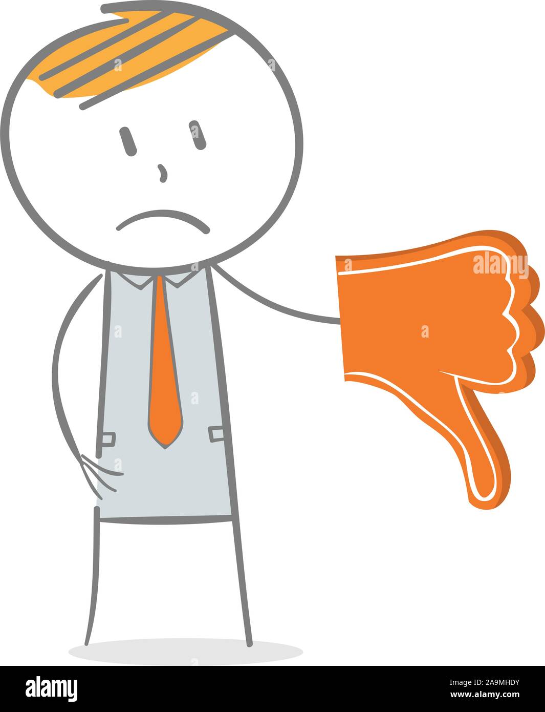 Doodle stick figure: Business man with his thumb pointing down Stock ...
