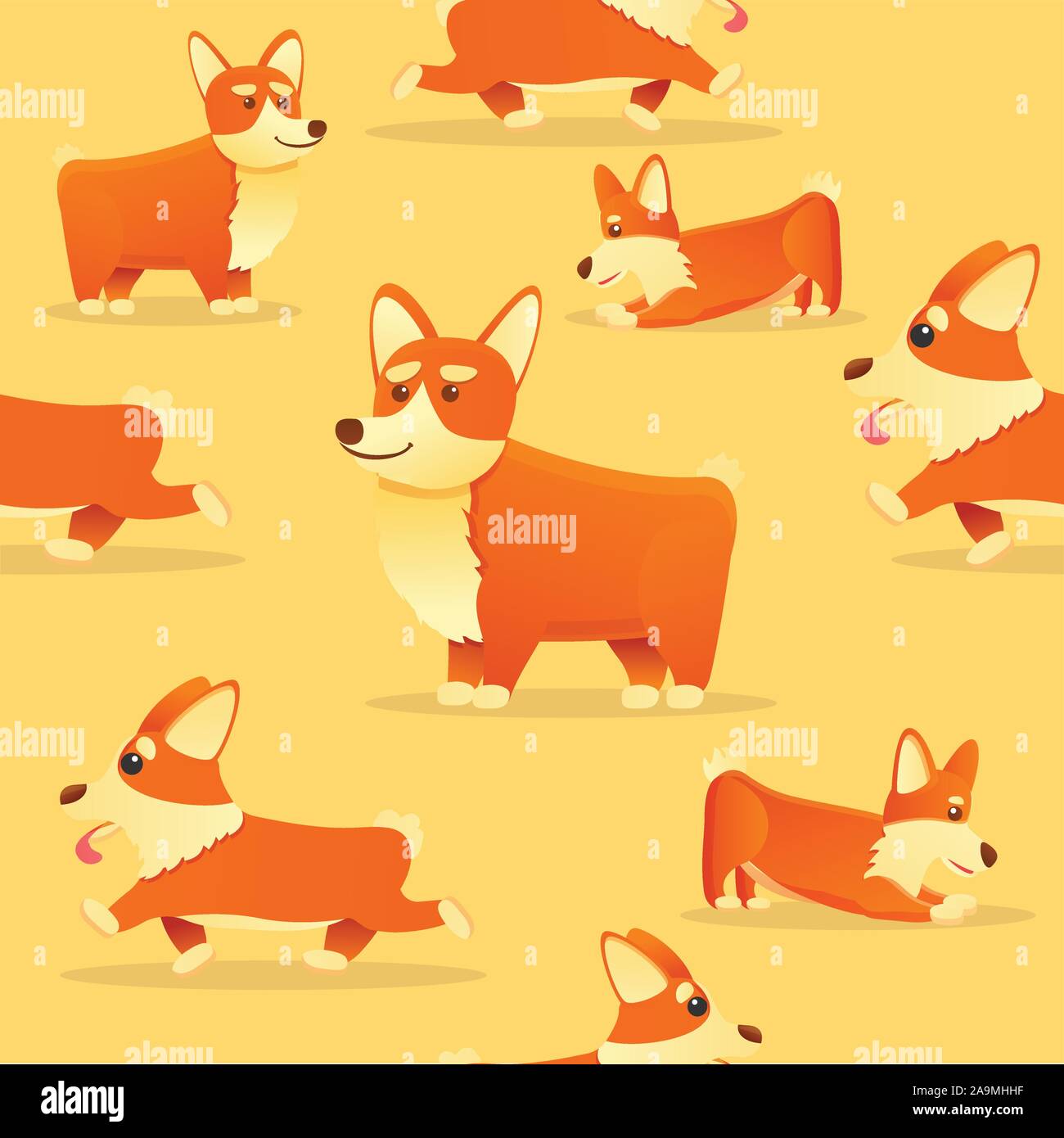 Puppy corgi dog pattern. Cartoon illustration of puppy corgi dog vector ...