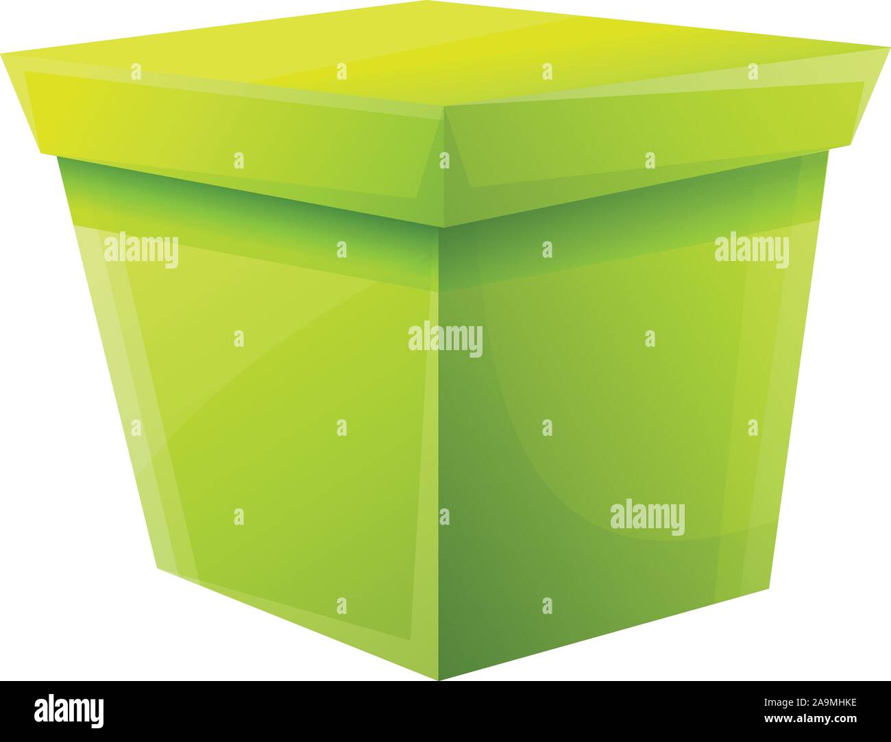 Green gift box icon. Cartoon of green gift box vector icon for web ...