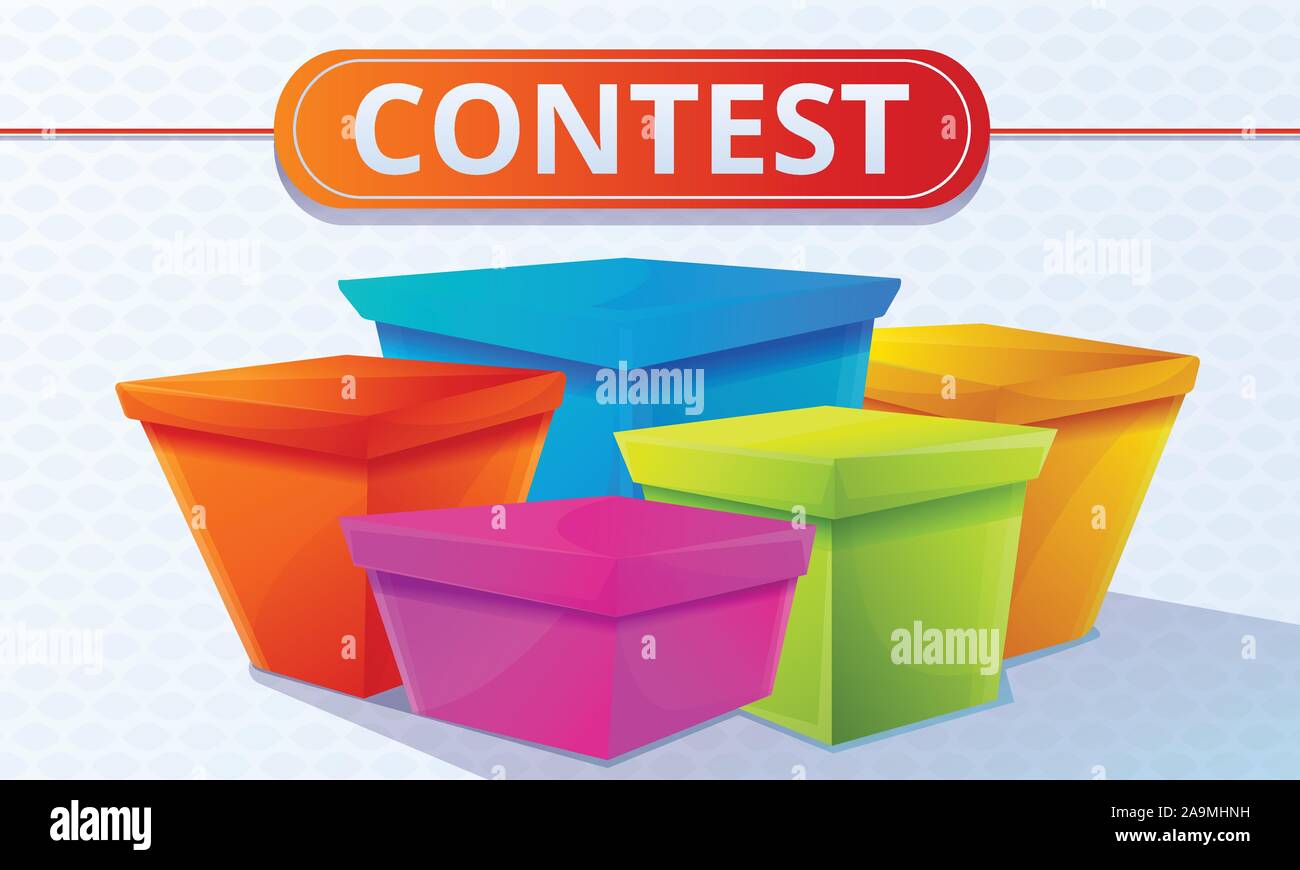 Contest colorful boxes concept banner. Cartoon illustration of contest ...