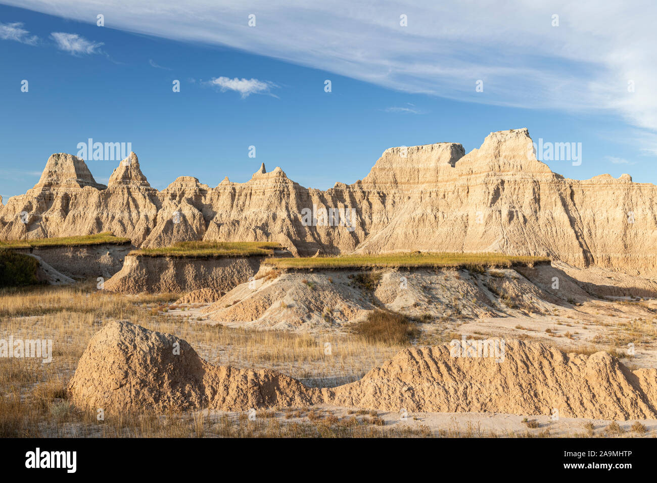 Buttes and mesas, Badlands National Park, South Dakota, Autumn, by ...