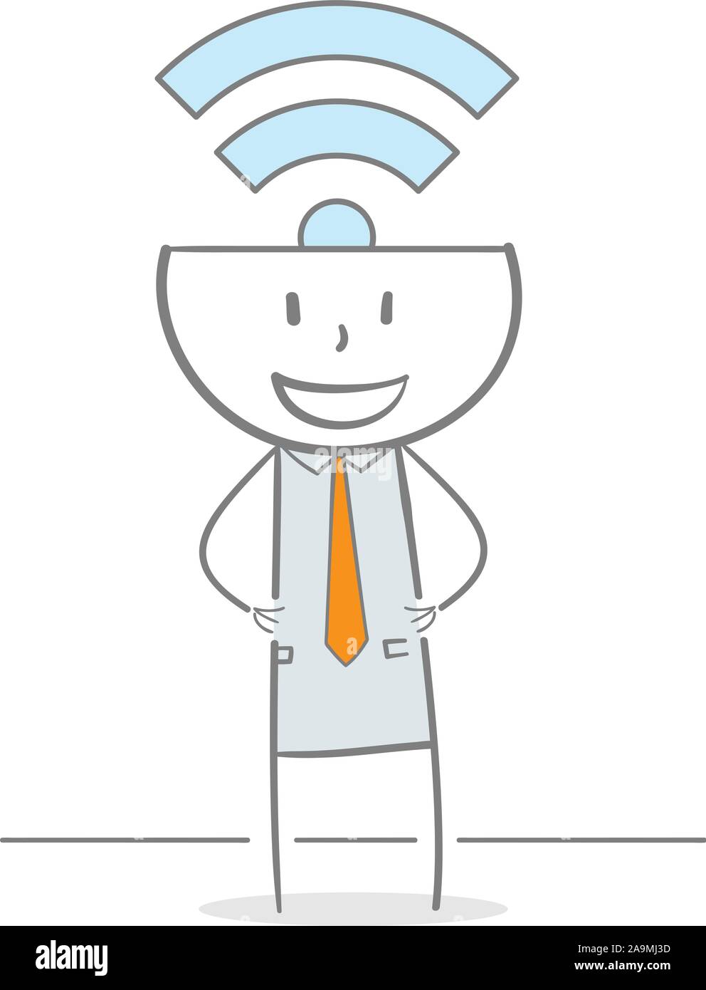 Doodle stick figure with wifi symbol on head Stock Vector Image & Art ...