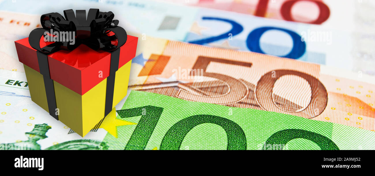 Euro cash and gift box as background Stock Photo - Alamy