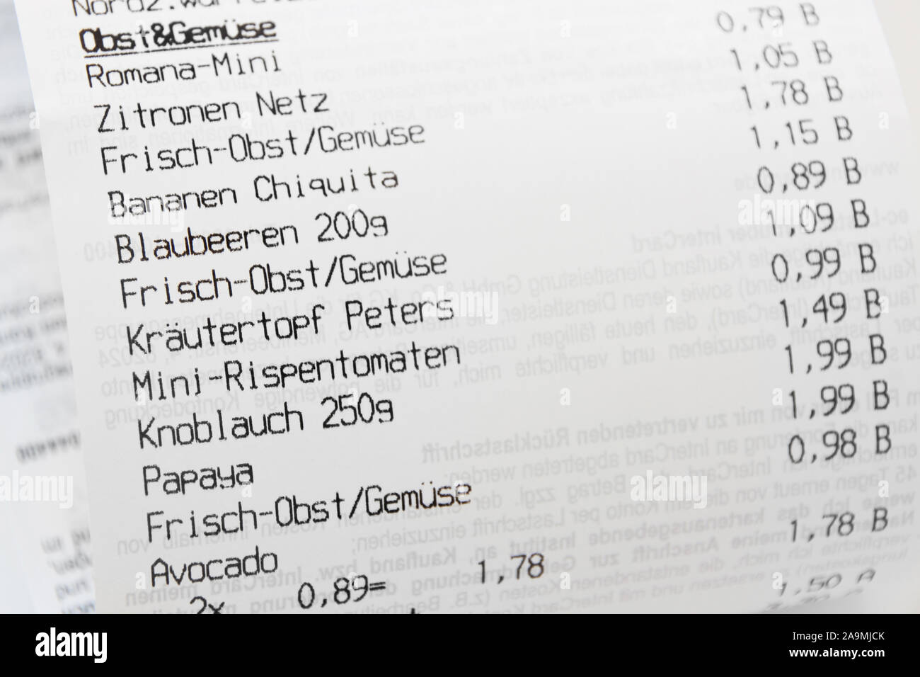 Receipt as background for close-up view Stock Photo - Alamy