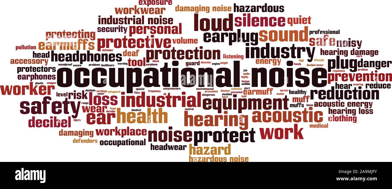 Occupational noise word cloud concept. Collage made of words about ...