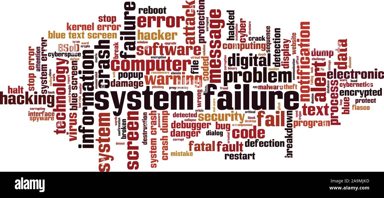 System failure word cloud concept. Collage made of words about system ...