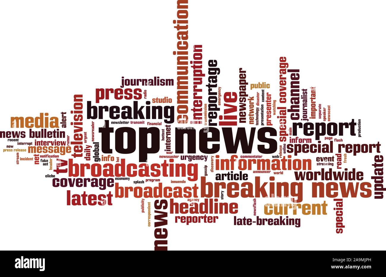 Top news word cloud concept. Collage made of words about top news ...