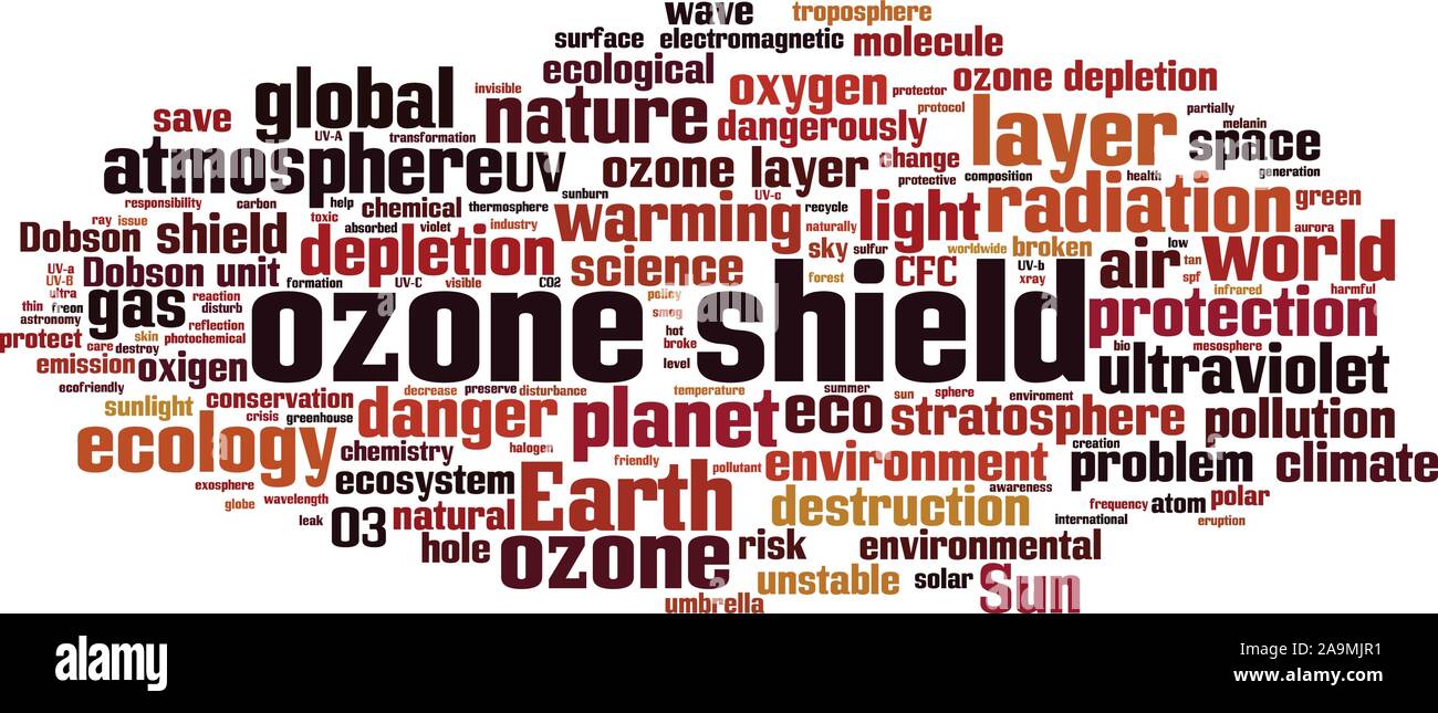 Ozone shield word cloud concept. Collage made of words about ozone ...