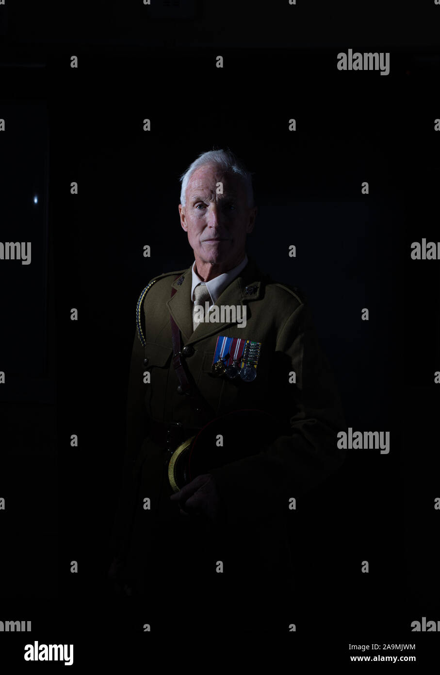 An old soldier reflecting years of distinguished service in his face ...