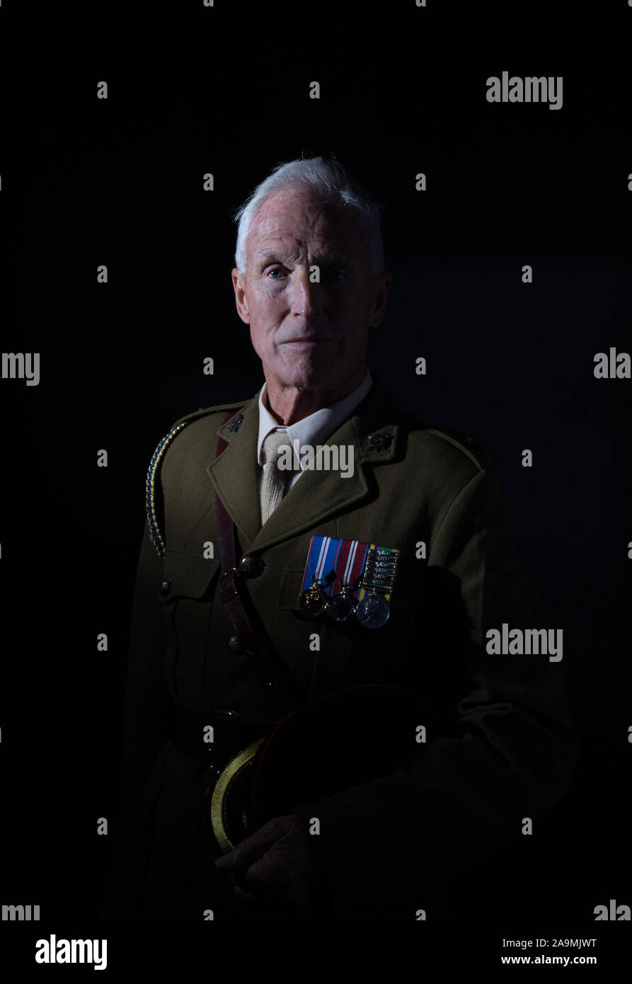 An old soldier reflecting years of distinguished service in his face ...