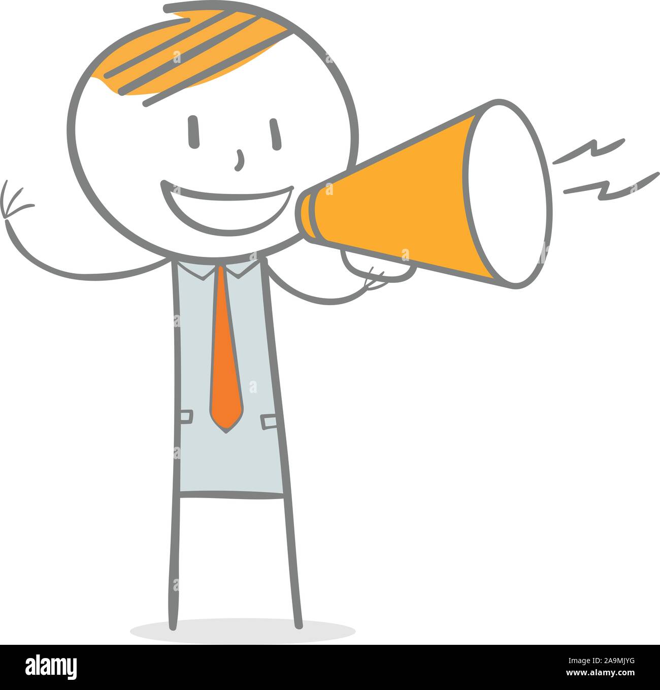 Doodle stick figure: Businessman speaking through megaphone Stock ...