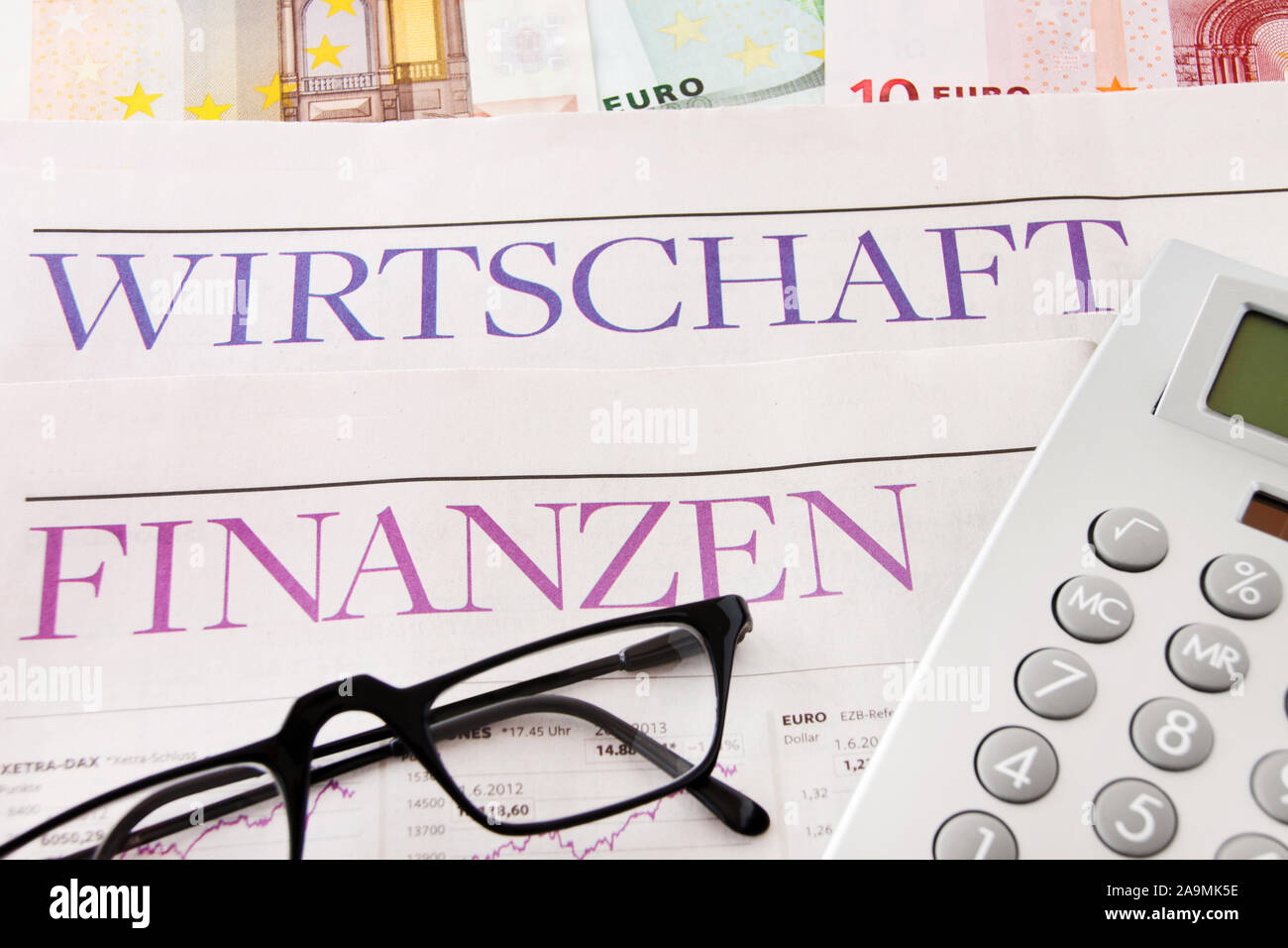 German daily newspaper Finances and economy as background Stock Photo ...