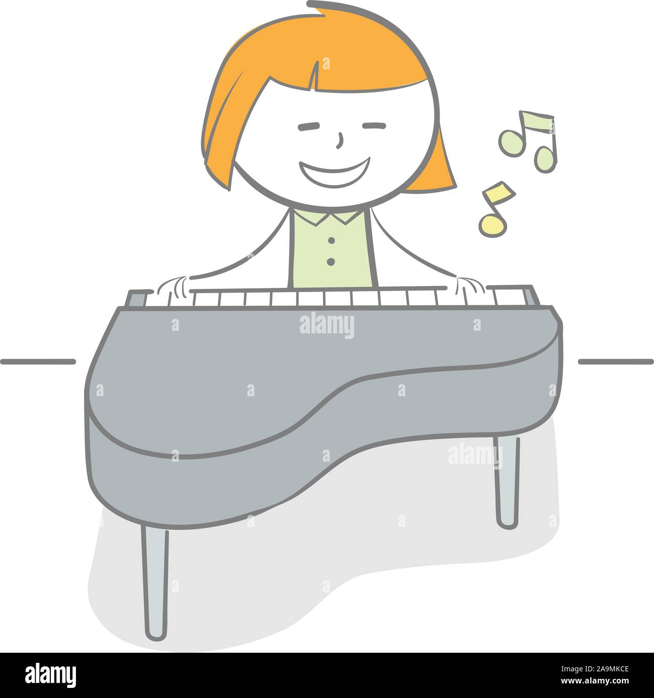 Stick figure illustration piano Cut Out Stock Images & Pictures - Alamy