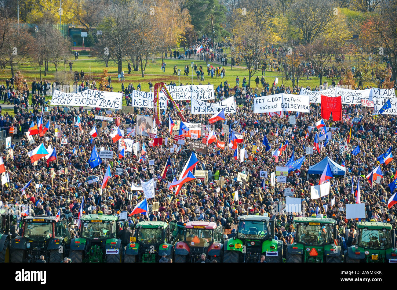 Prague, Czech Republic - Nov 16, 2019: Crowd protests against Prime ...