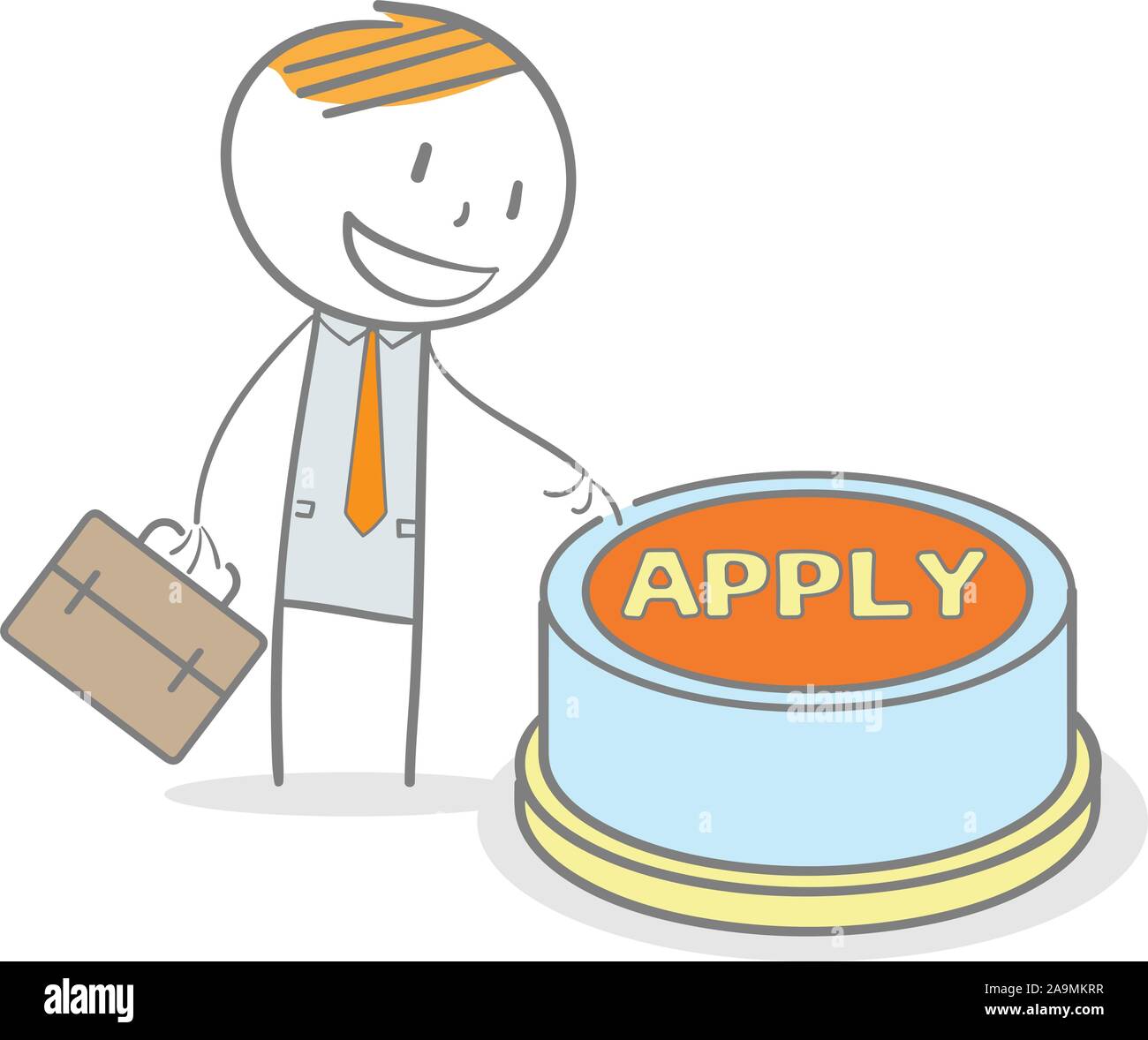 Doodle stick figure pushing apply internet button Stock Vector Image ...