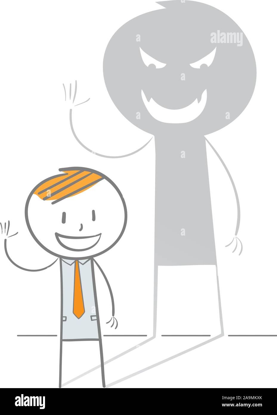 Doodle stick figure with evil shadow waving hand Stock Vector Image ...