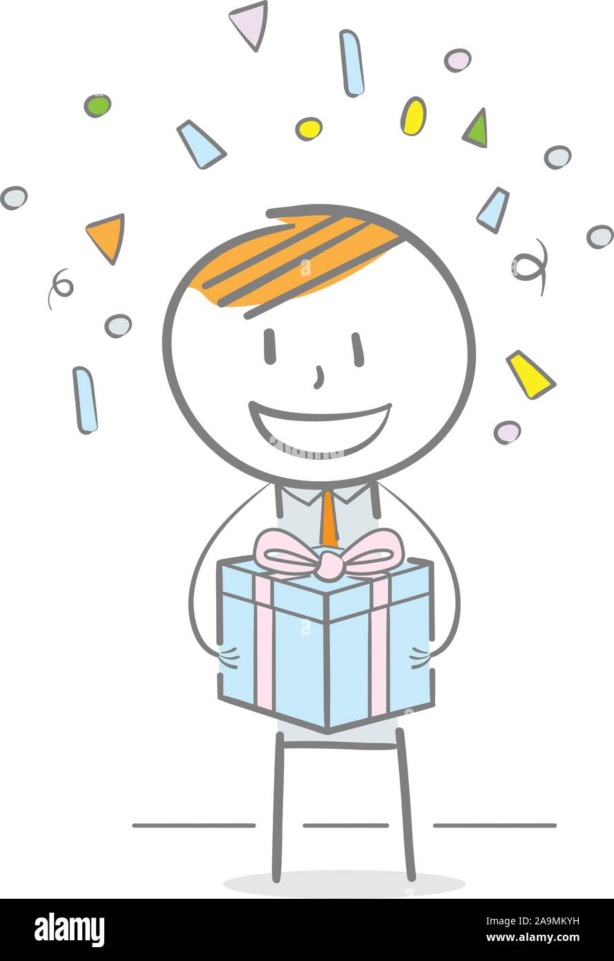 Businessman holding a box Stock Vector Images - Alamy