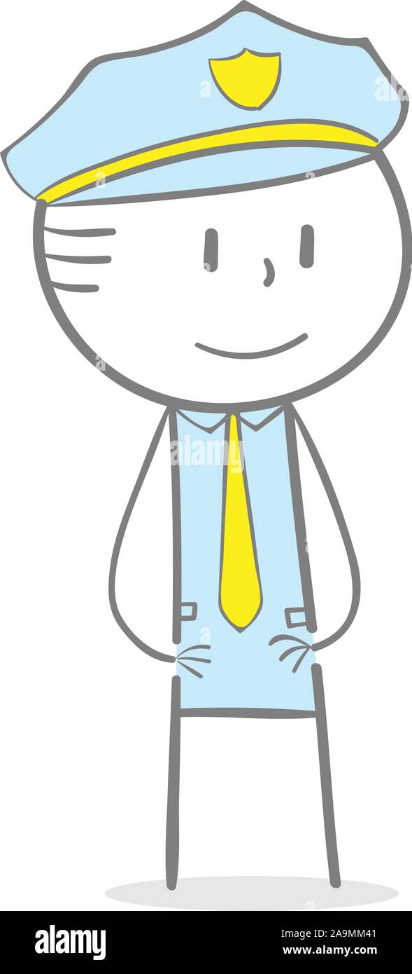 Doodle stick figure: A man wearing a police uniform Stock Vector Image ...