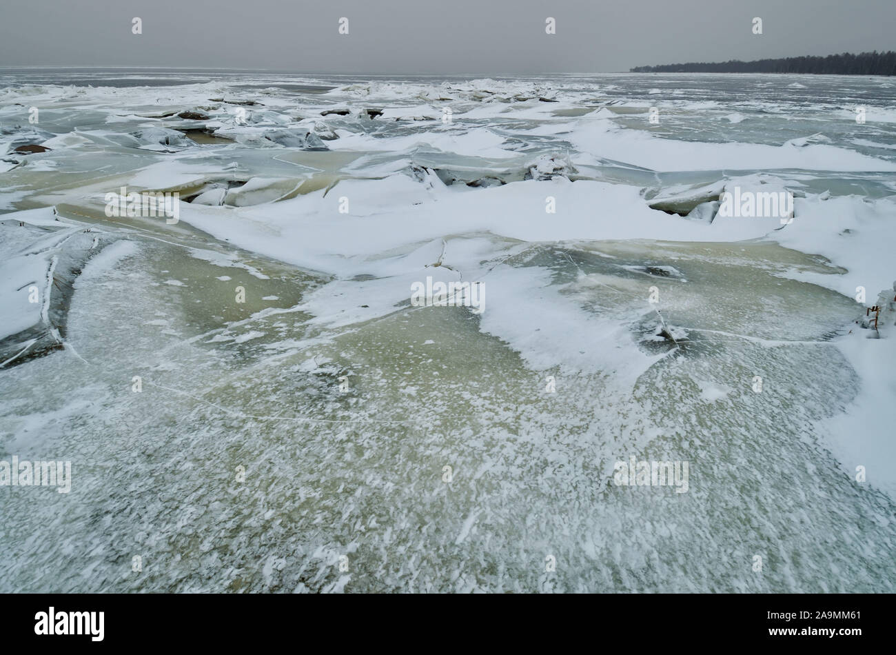 It's a cold and frosty winter.The Bay is covered with ice Stock Photo ...