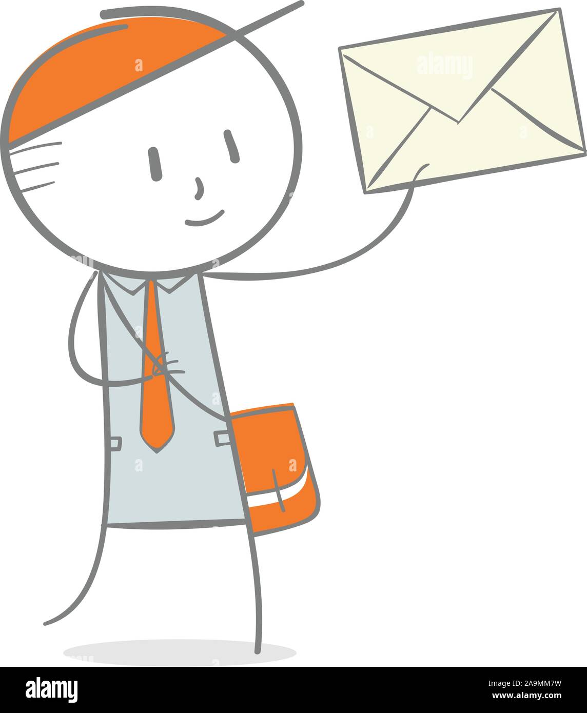 Doodle stick figure: Postman delivering a mail Stock Vector Image & Art ...