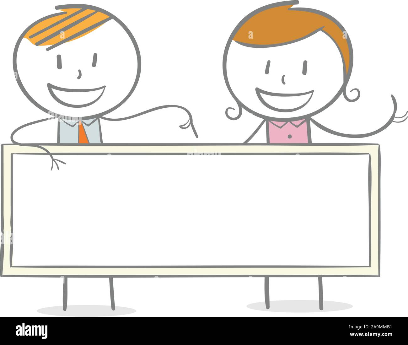 Doodle stick figure: Businesspersons holding blank poster Stock Vector ...