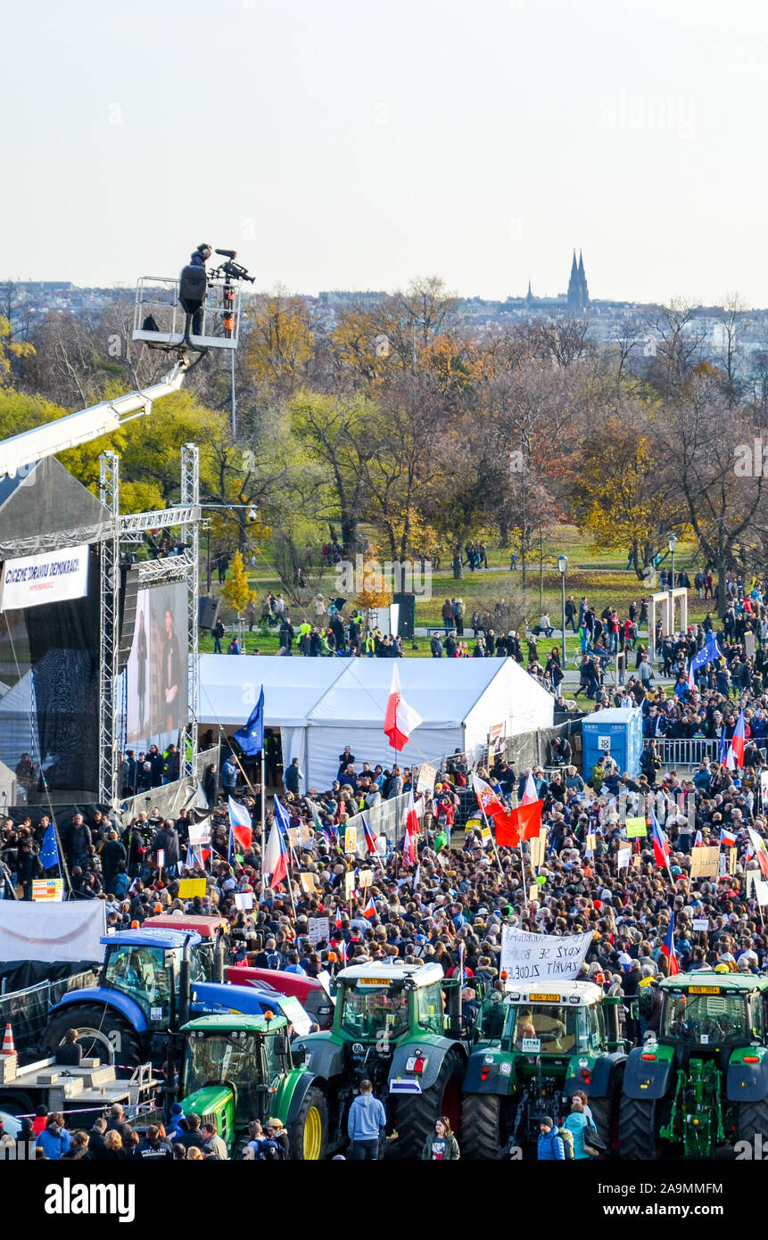 Prague, Czech Republic - Nov 16, 2019: Crowd protests against Prime ...