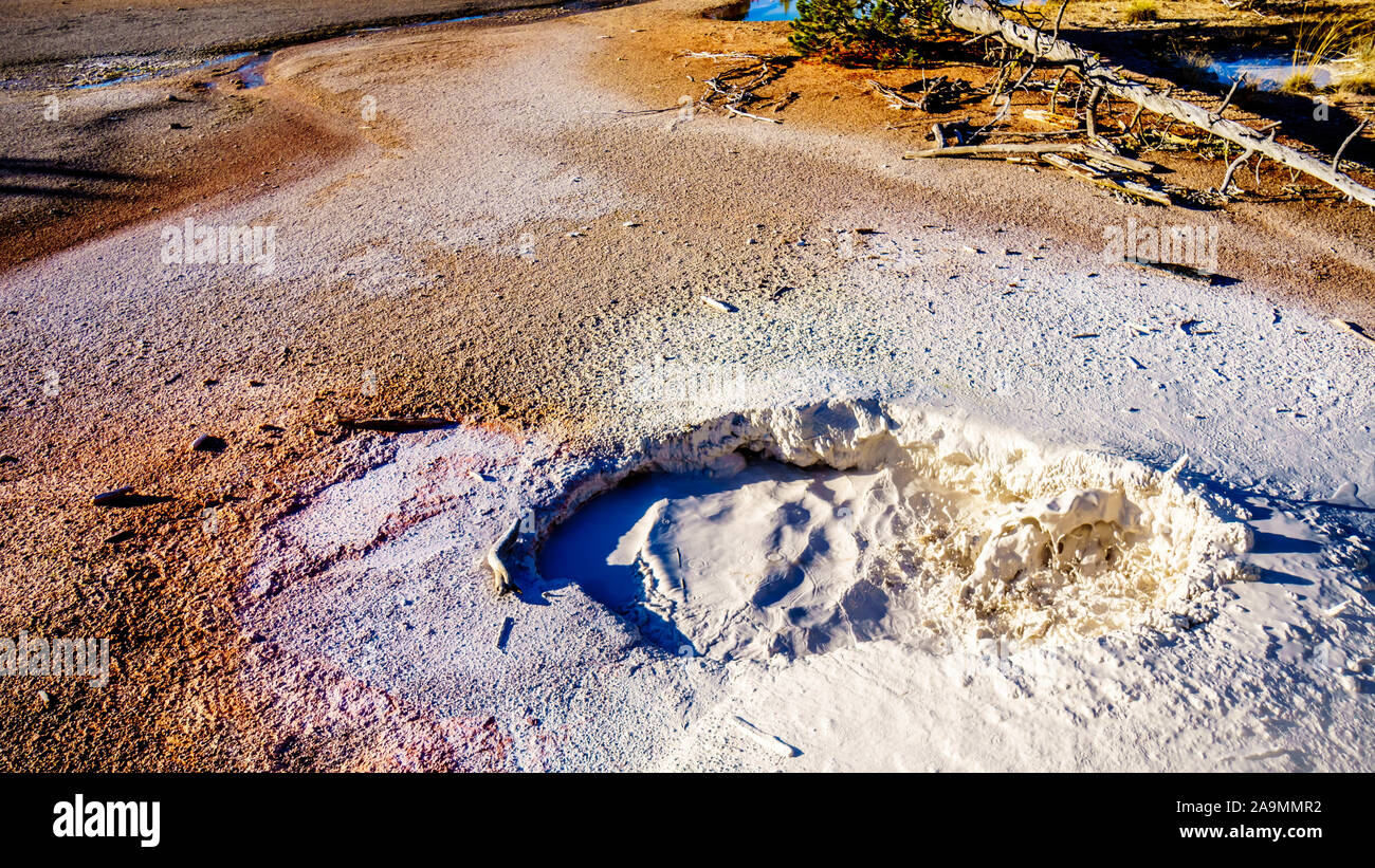 Bubbling Mud in the Artist's Paint Pot Geysers in Yellowstone National ...