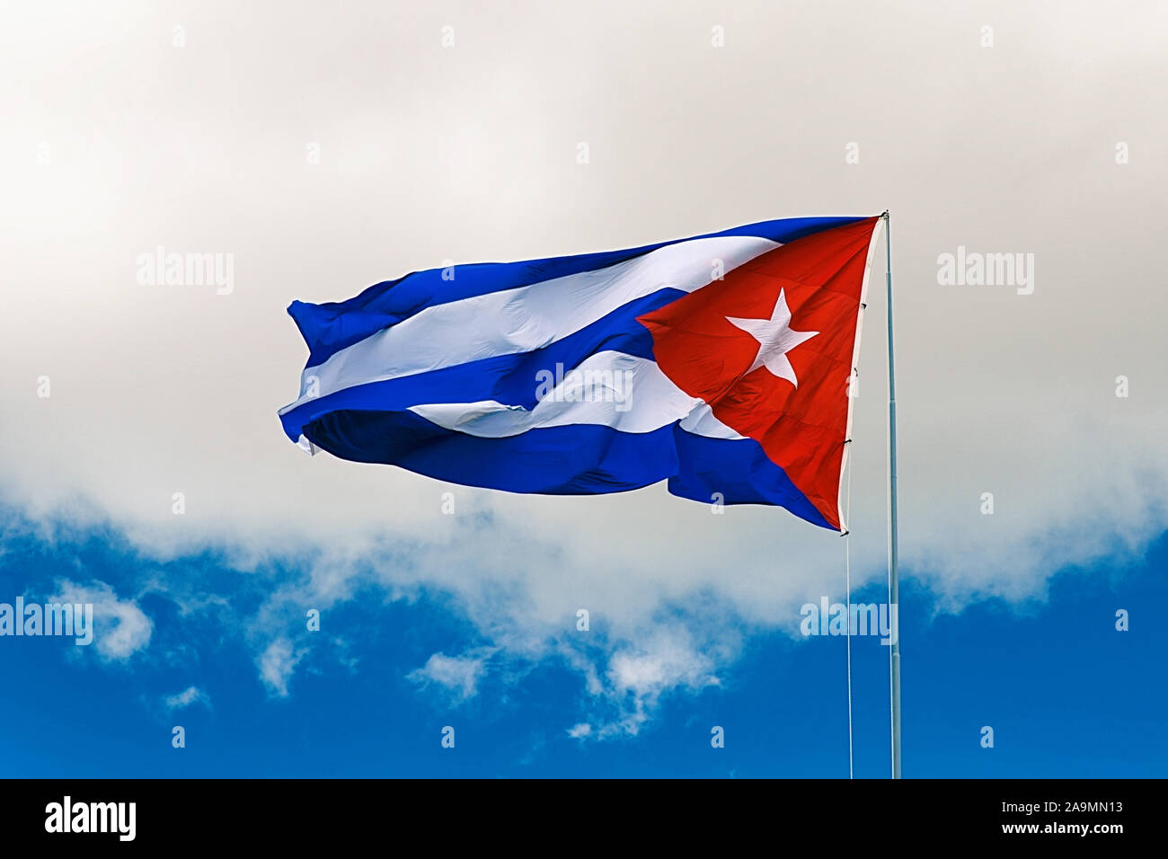 cuban flag waving under a cloudy sky Stock Photo - Alamy