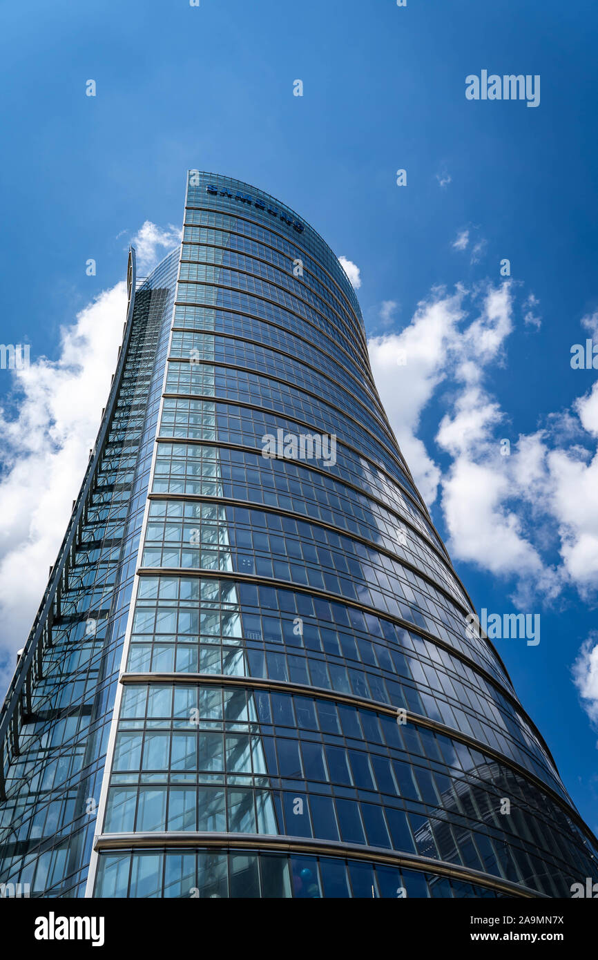 Warsaw, Poland - August 2019: The Warsaw Spire Tower as part of a ...