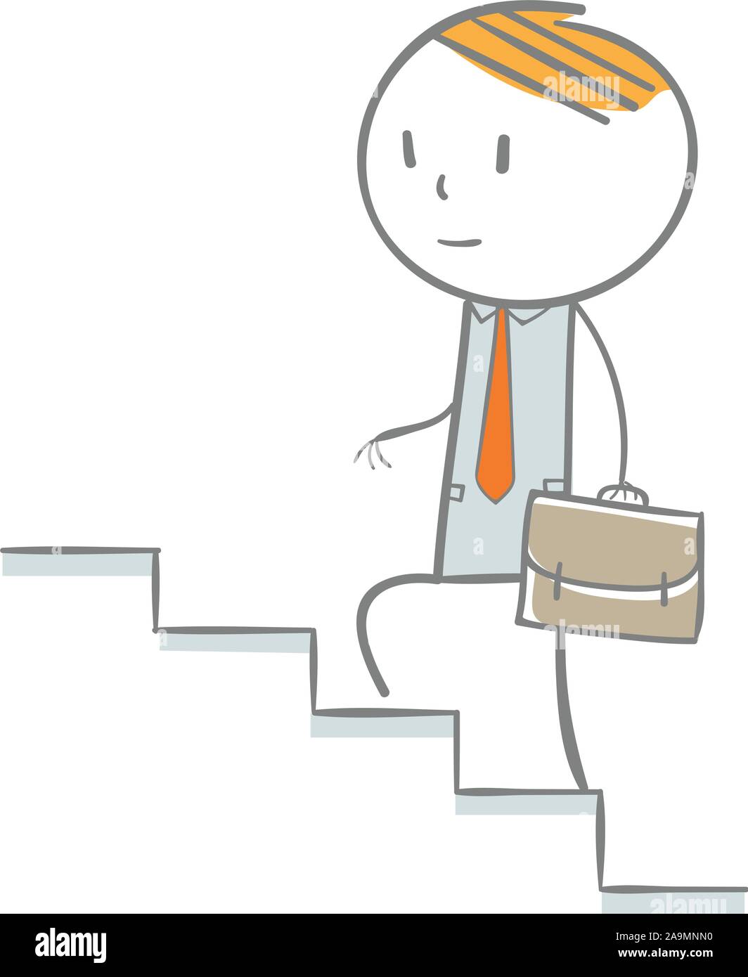 Doodle stick figure: Businessman climbing on a ladder Stock Vector ...