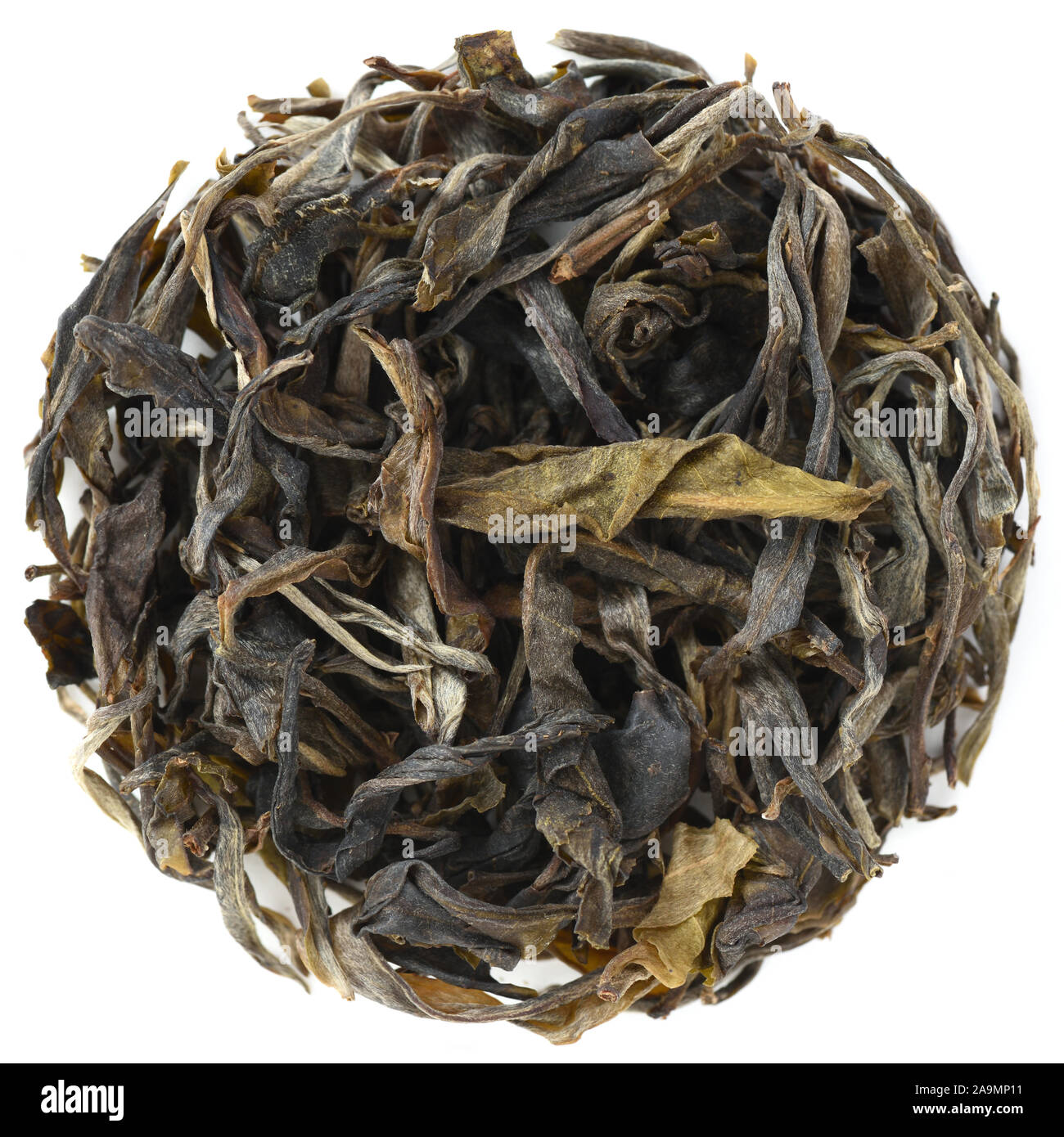 Loose maocha raw puerh from Mensong mountains in Yunnan province round ...