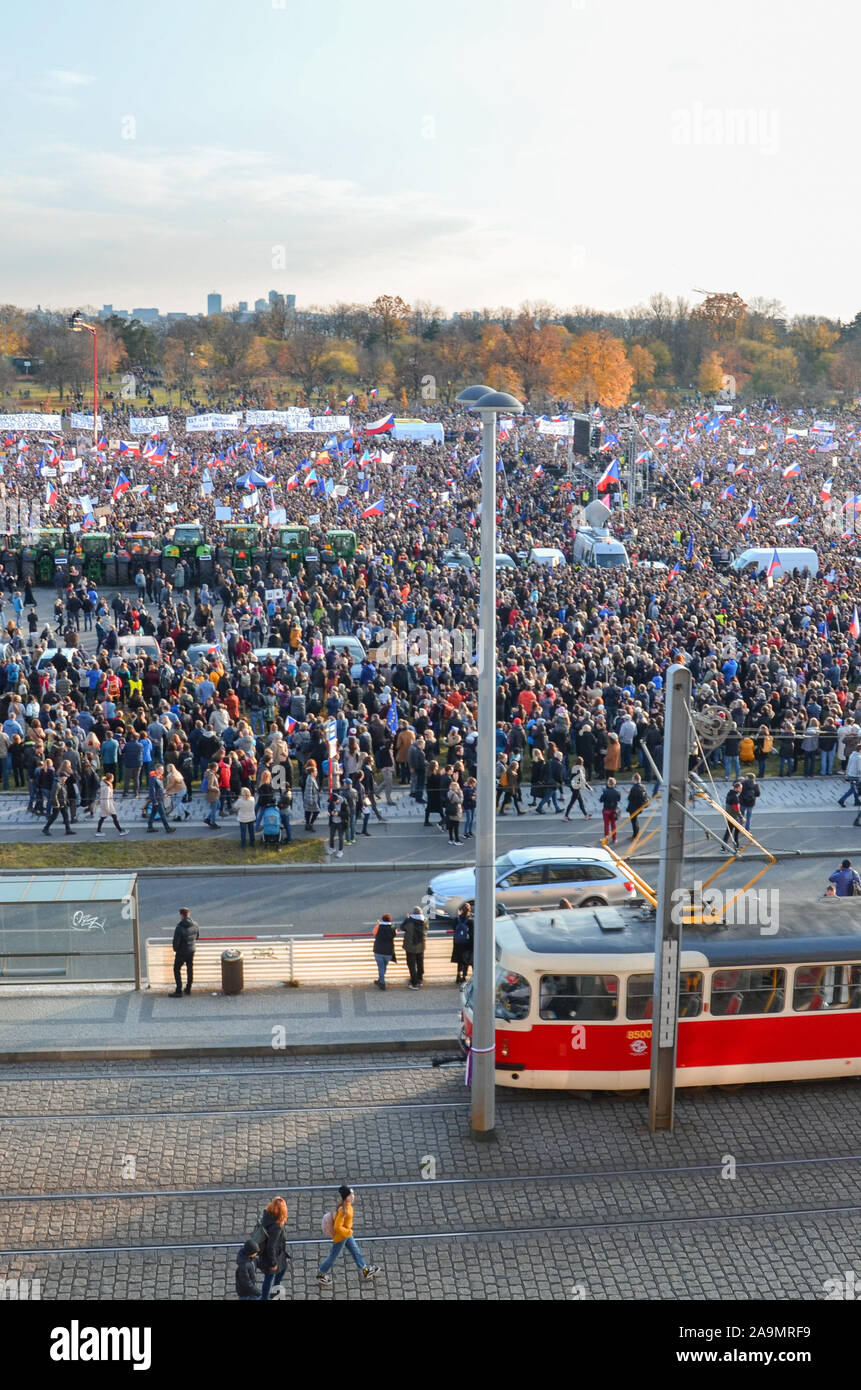 Prague, Czech Republic - Nov 16, 2019: Crowd protests against Prime ...