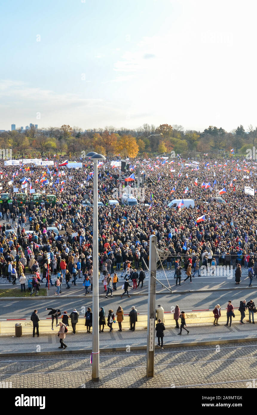 Prague, Czech Republic - Nov 16, 2019: Crowd protests against Prime ...