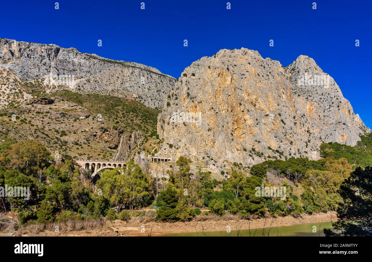 El Chorro gorge along the famous Caminito del Rey path in Andalusia ...