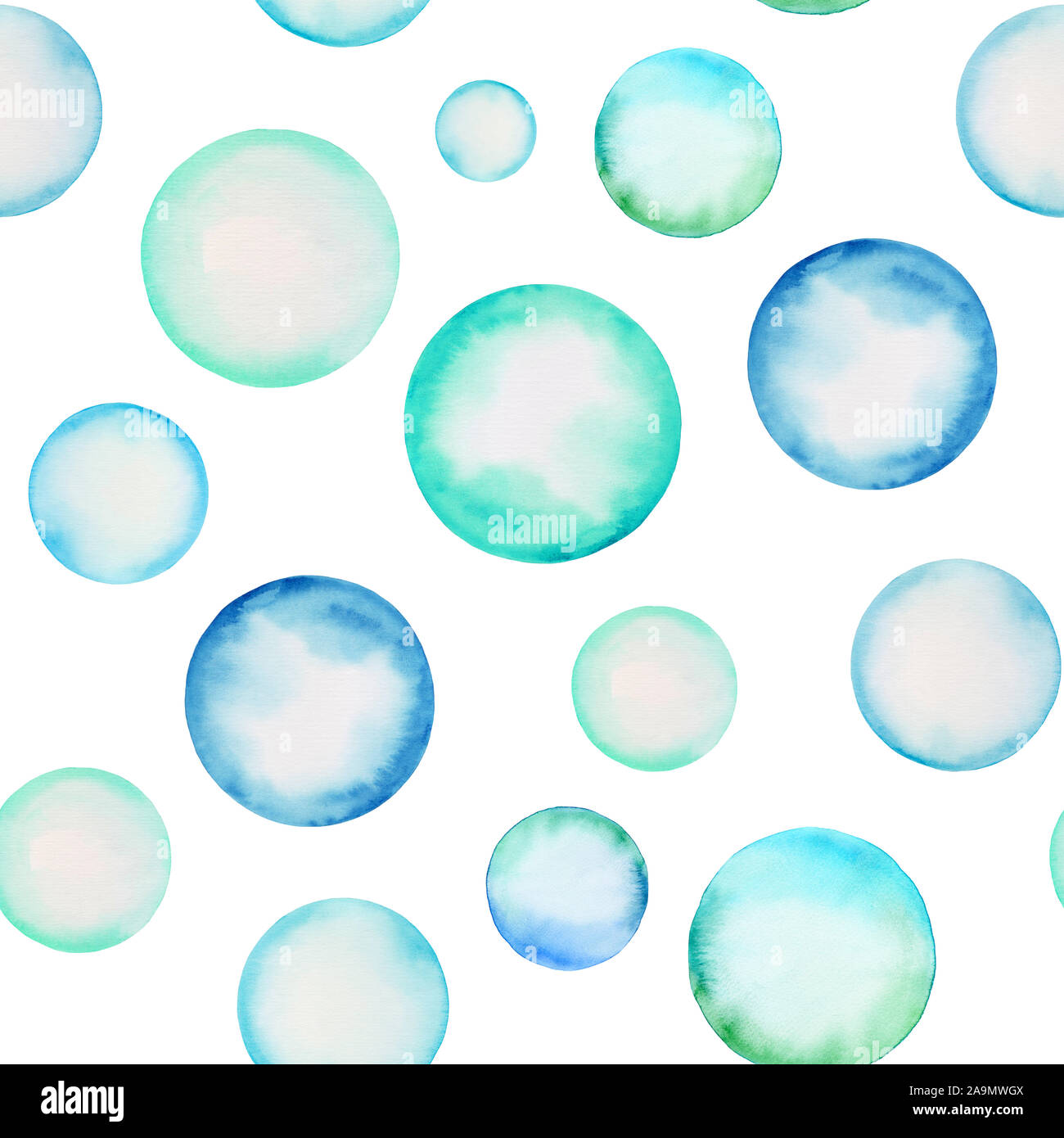 Colored watercolor circles. Seamless pattern. Blue bubbles. Hand-drawn ... Colored watercolor circles. Seamless pattern. Blue bubbles. Hand-drawn ...