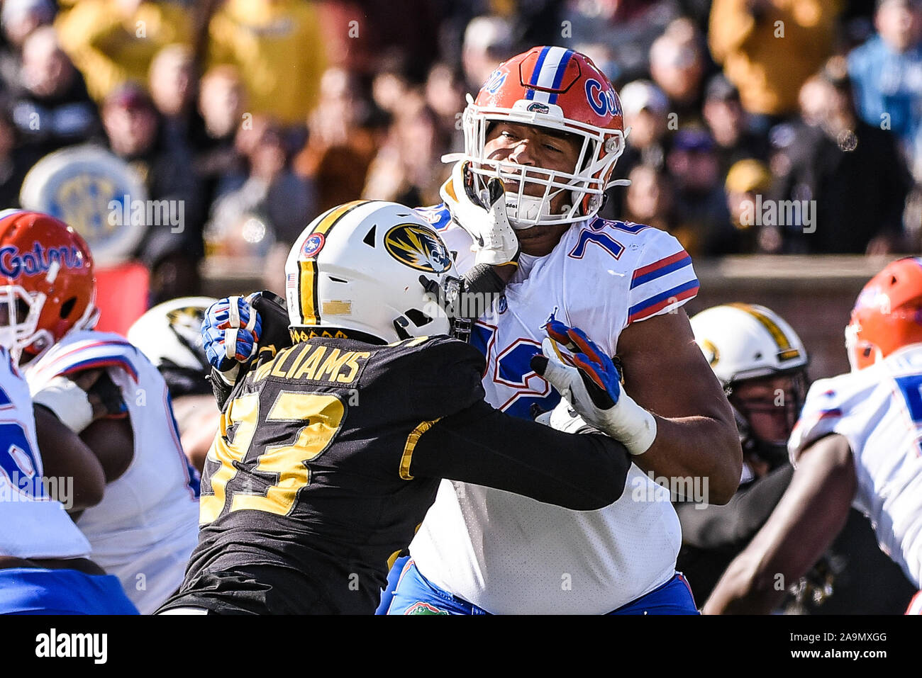 Nov 16, 2019: Missouri Tigers defensive lineman Tre Williams (93) puts ...