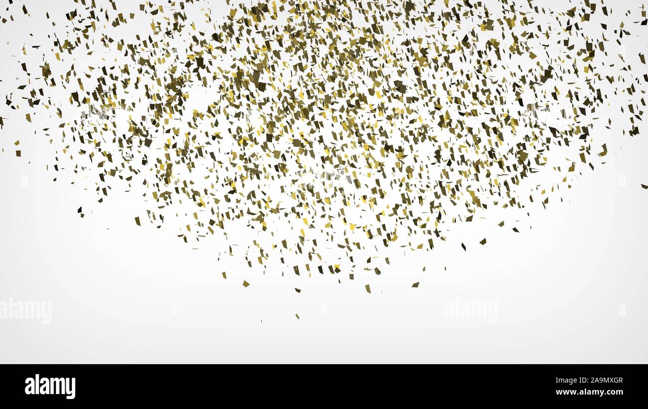 Gold confetti explosion. Holiday or party background. 3D illustration ...