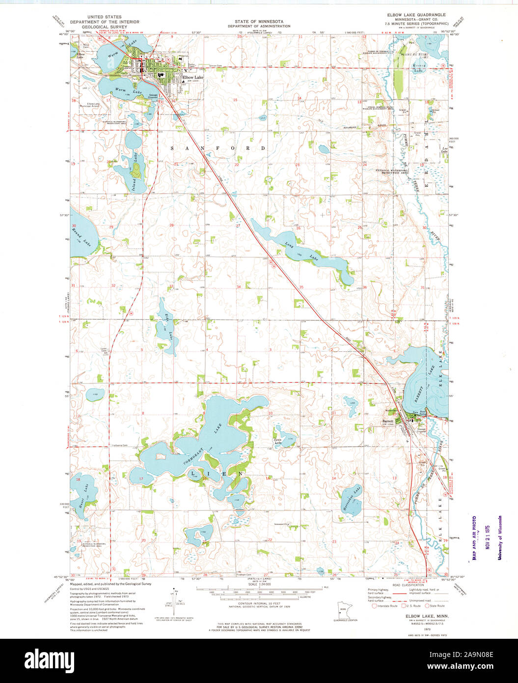 Map of elbow lake hi-res stock photography and images - Alamy