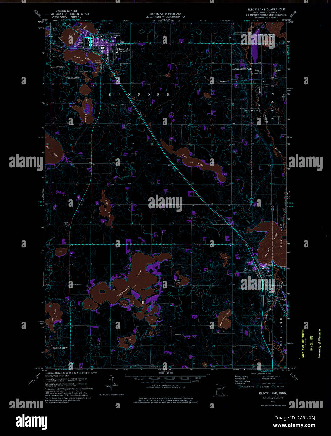 Map of elbow lake hi-res stock photography and images - Alamy
