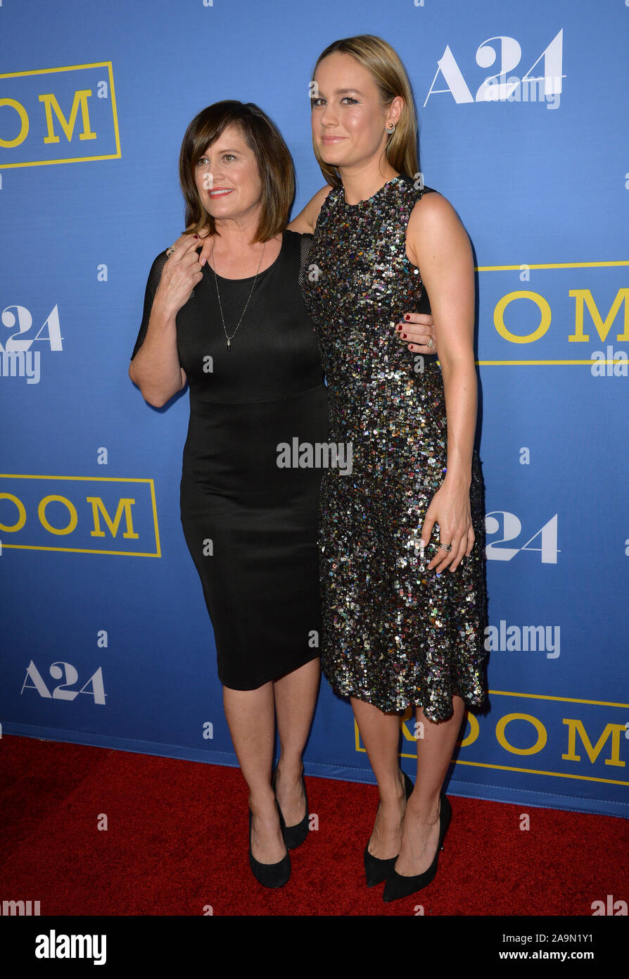 LOS ANGELES, CA. October 13, 2015: Actress Brie Larson & mother at the ...
