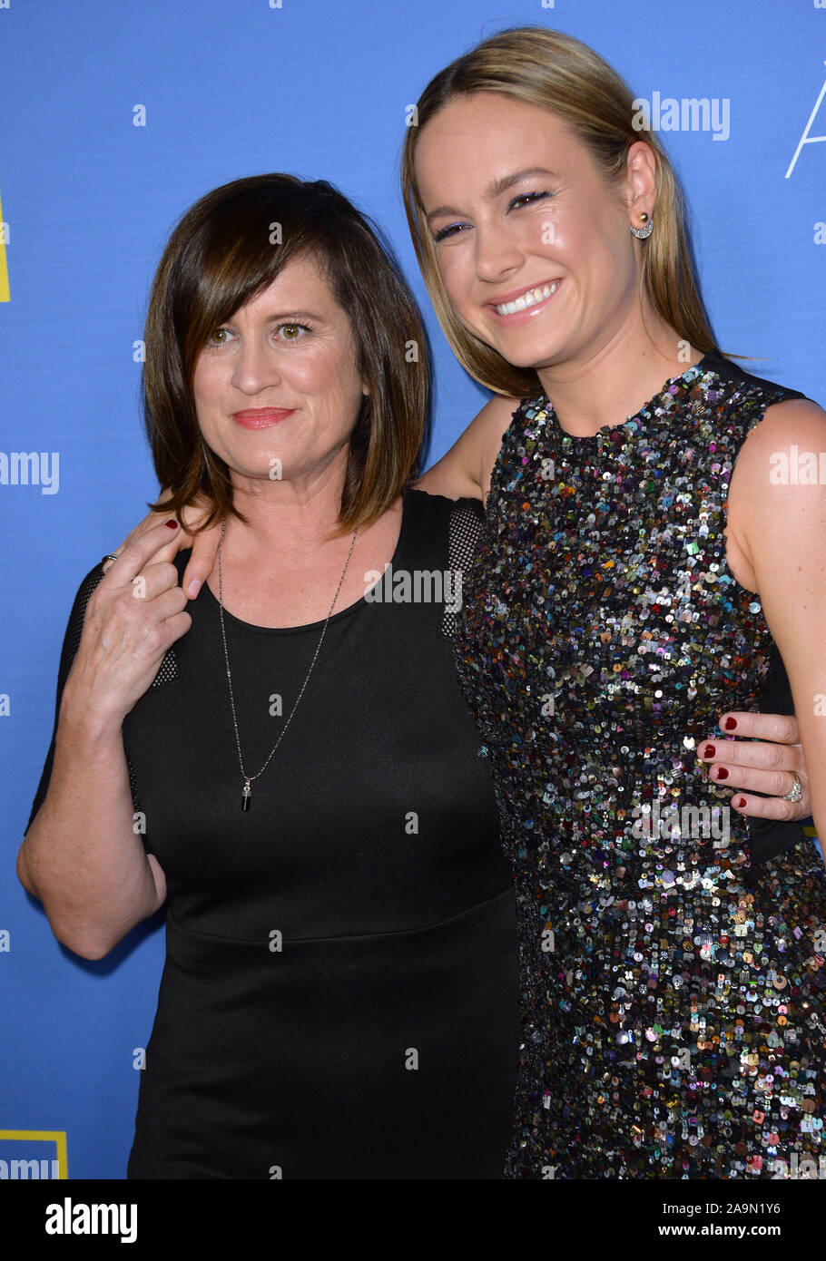 LOS ANGELES, CA. October 13, 2015: Actress Brie Larson & mother at the ...