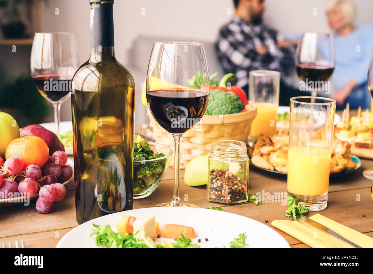Dirty table after eating, background blurred Stock Photo - Alamy