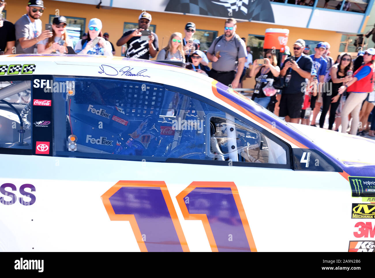 Homestead, United States. 16th Nov, 2019. Denny Hamlin enters the track ...