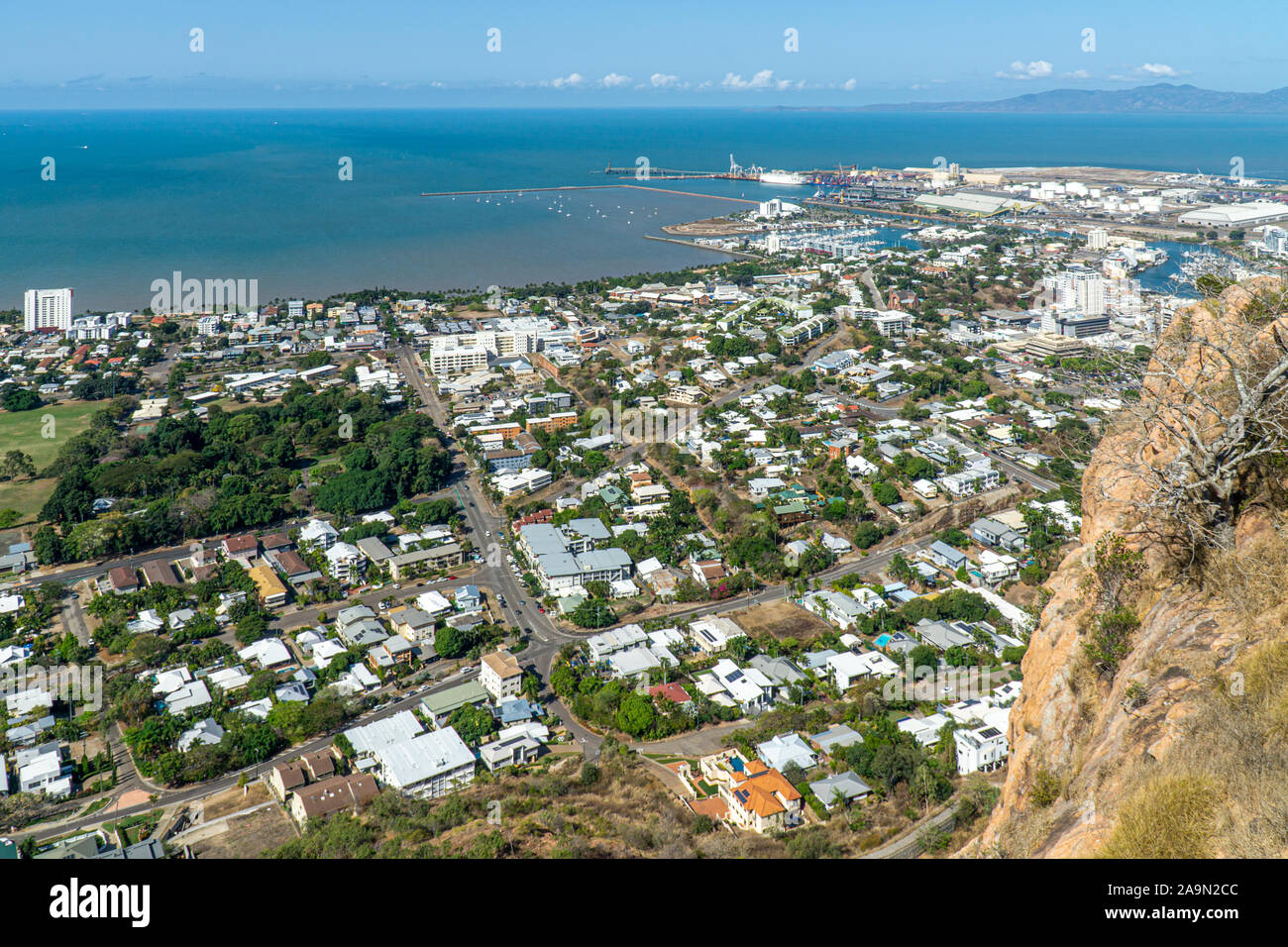 a view from above of the australian coastal town Tully in the north of ...