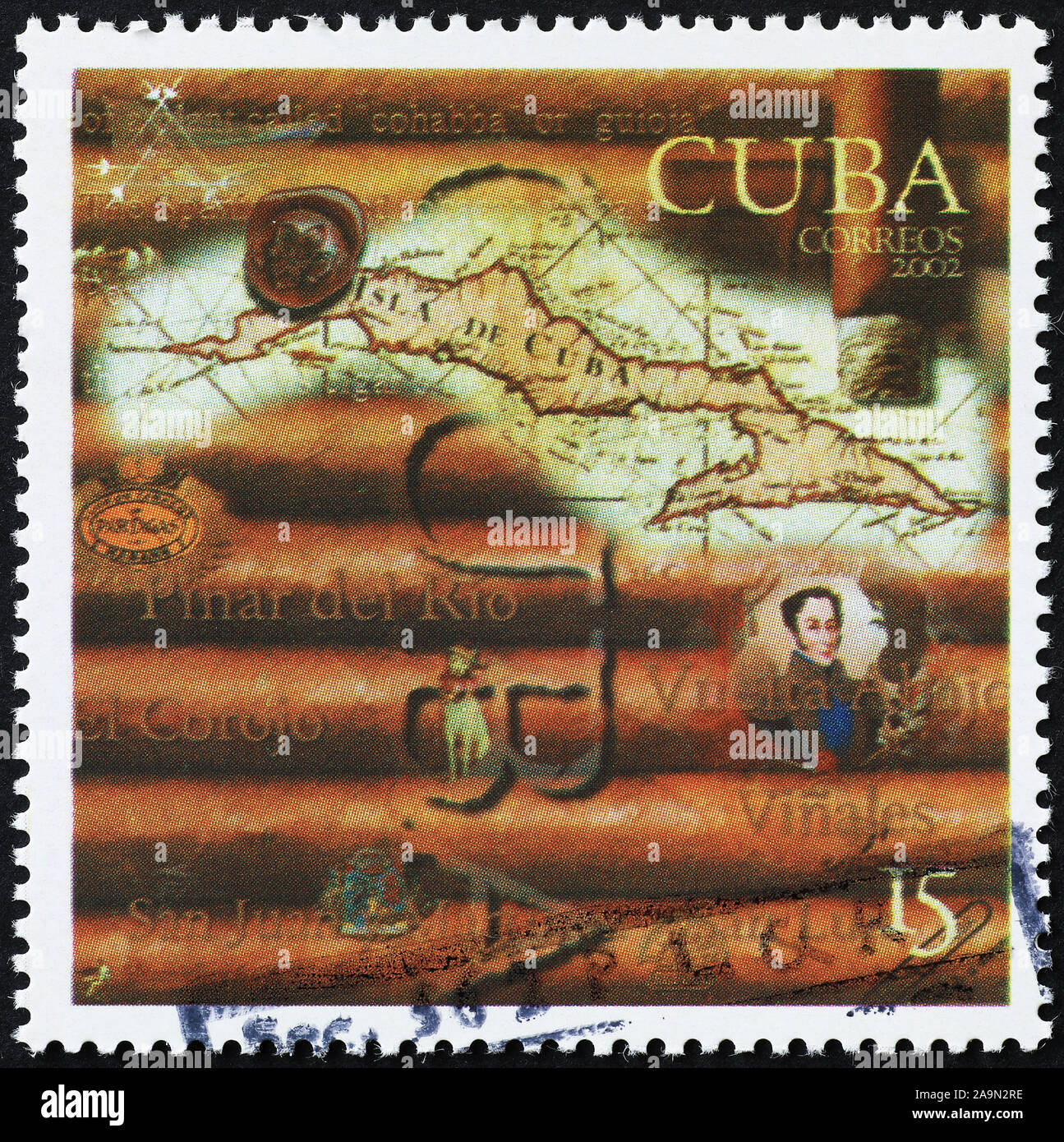 Celebration of cuban cigars on postage stamp Stock Photo - Alamy
