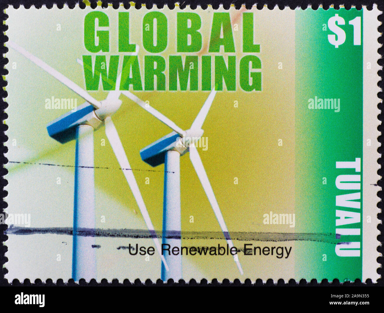 Exhortation to use renewable energy on postage stamp Stock Photo - Alamy